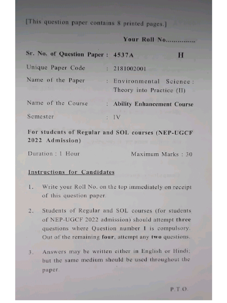 Environmental Science 2 Pyq | PDF