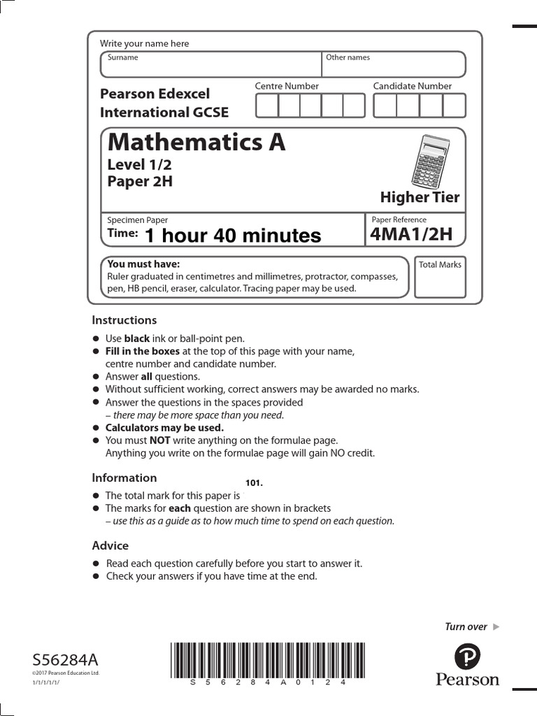 iGCSE Edexcel Maths A QP and MS (H) | PDF | Area | Triangle