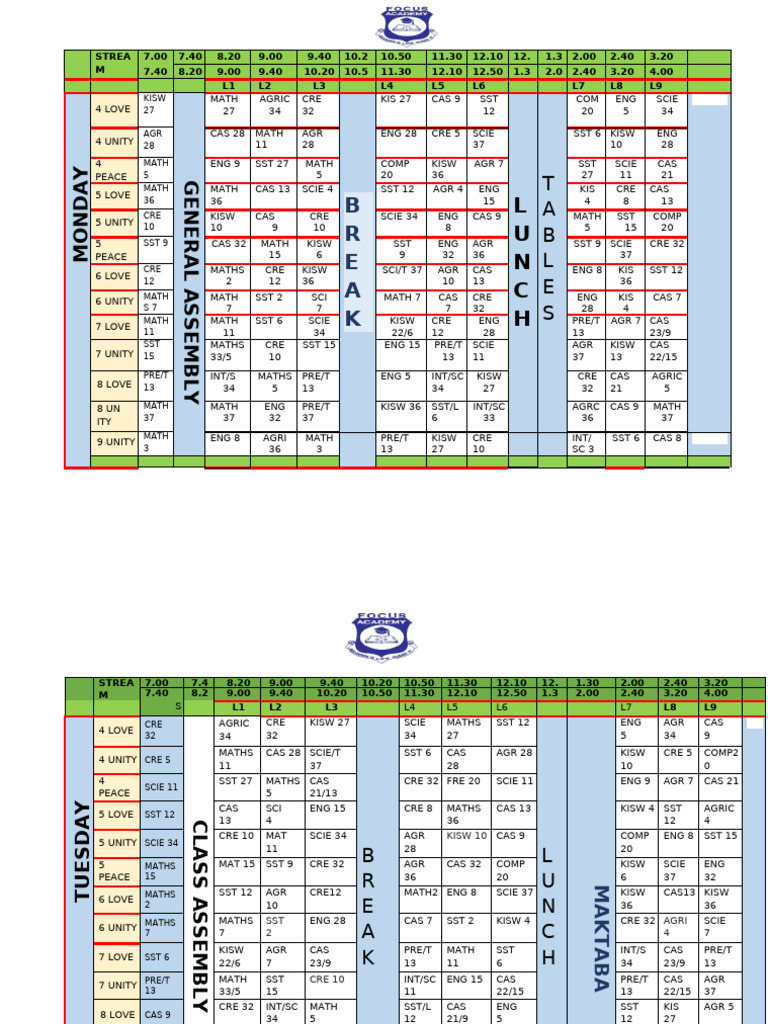 Block Timetable Term 2 2025-3 | PDF