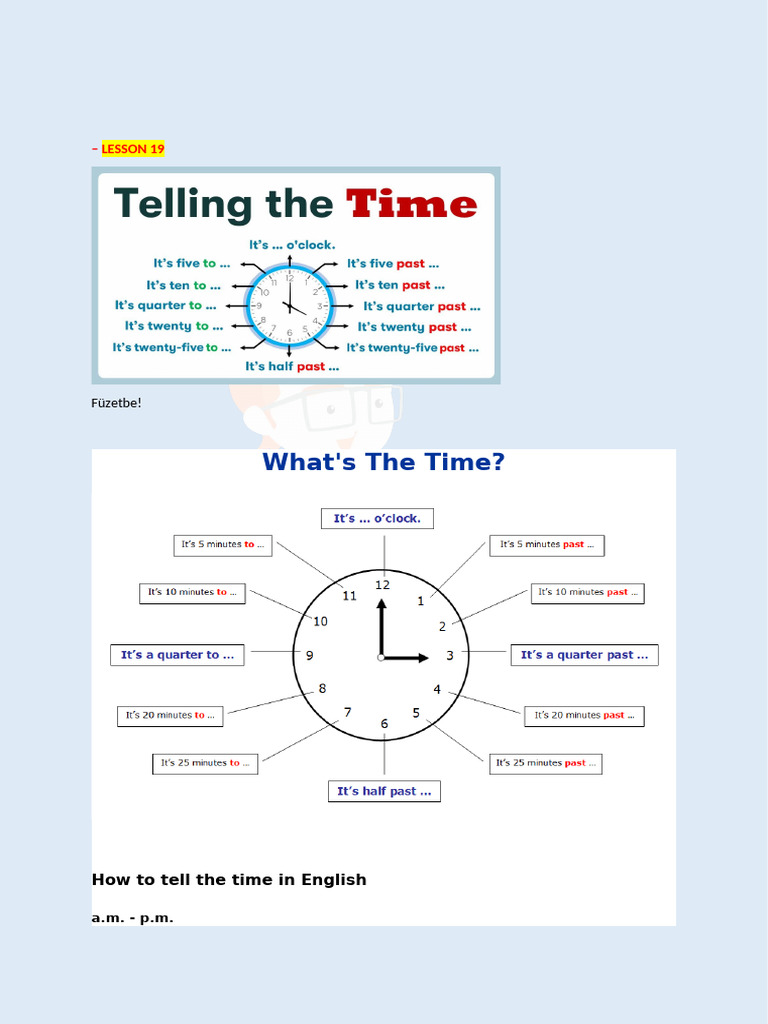 Telling Time in English: A Guide | PDF