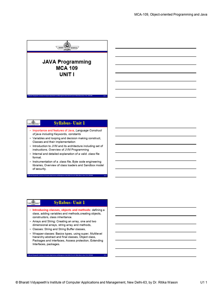 MCA 109 - UNIT I JDJSJSKSKWKWKKWKWWKWKWKKWWKWK | PDF | Java Virtual ...