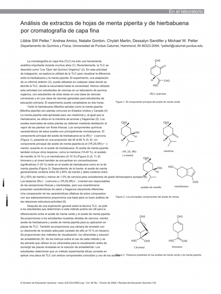 Analisis de Mentona y Hierbabuena Por TLC-Es-2 | PDF | Mentha ...