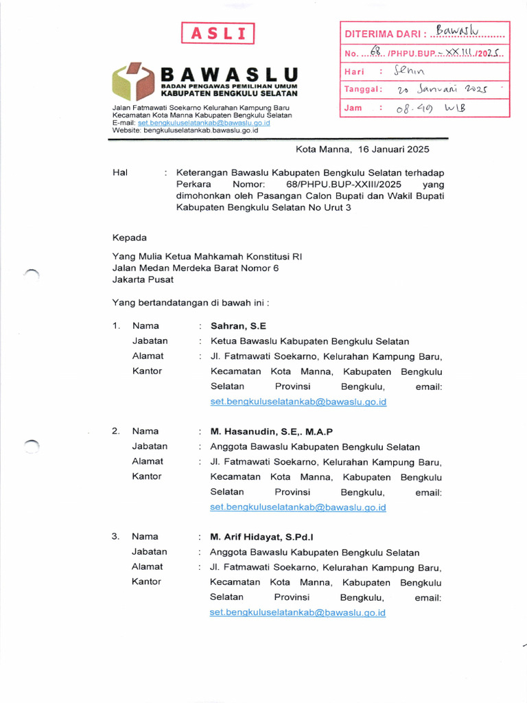 Keterangan Bawaslu 3953 7373 Keterangan Bawaslu | PDF