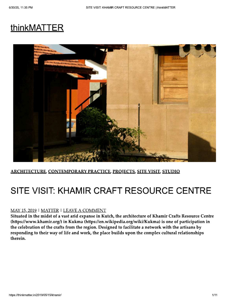 Khamir Craft Resource Centre, Kutch, Gujarat. | PDF