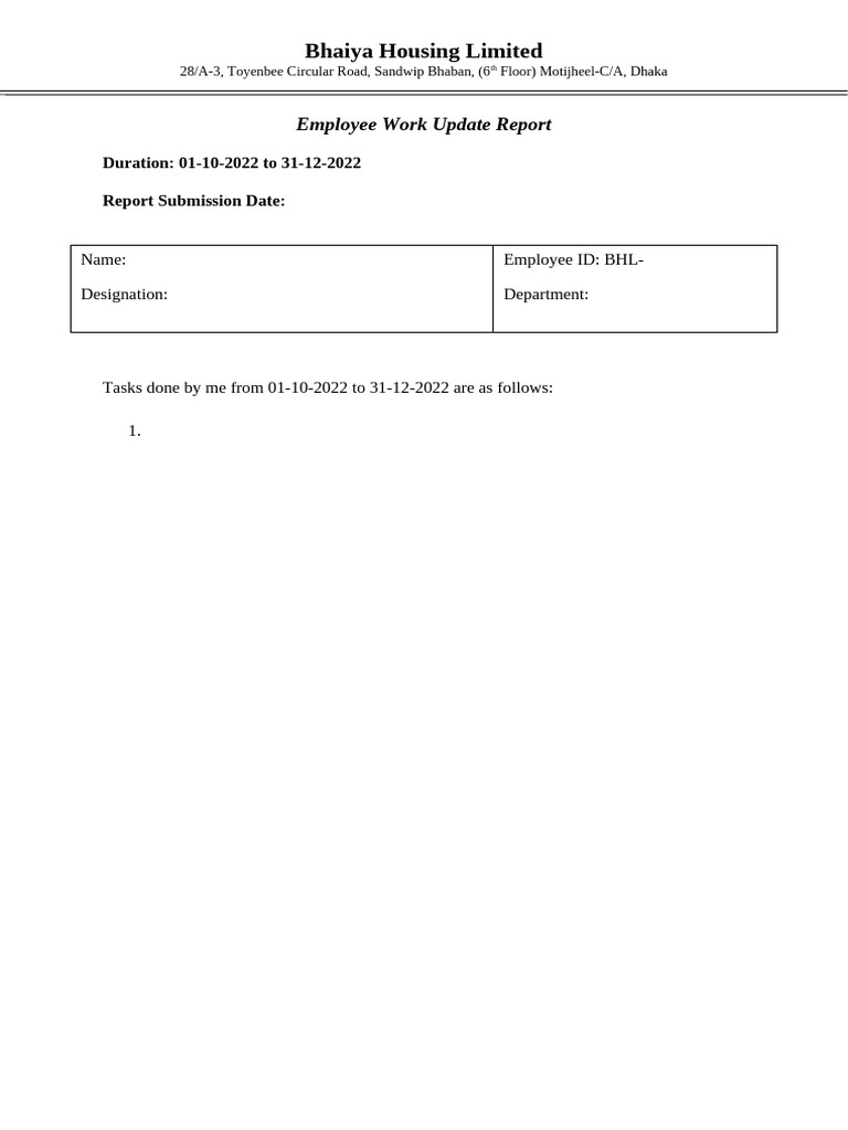 Employee Work Update Report | PDF