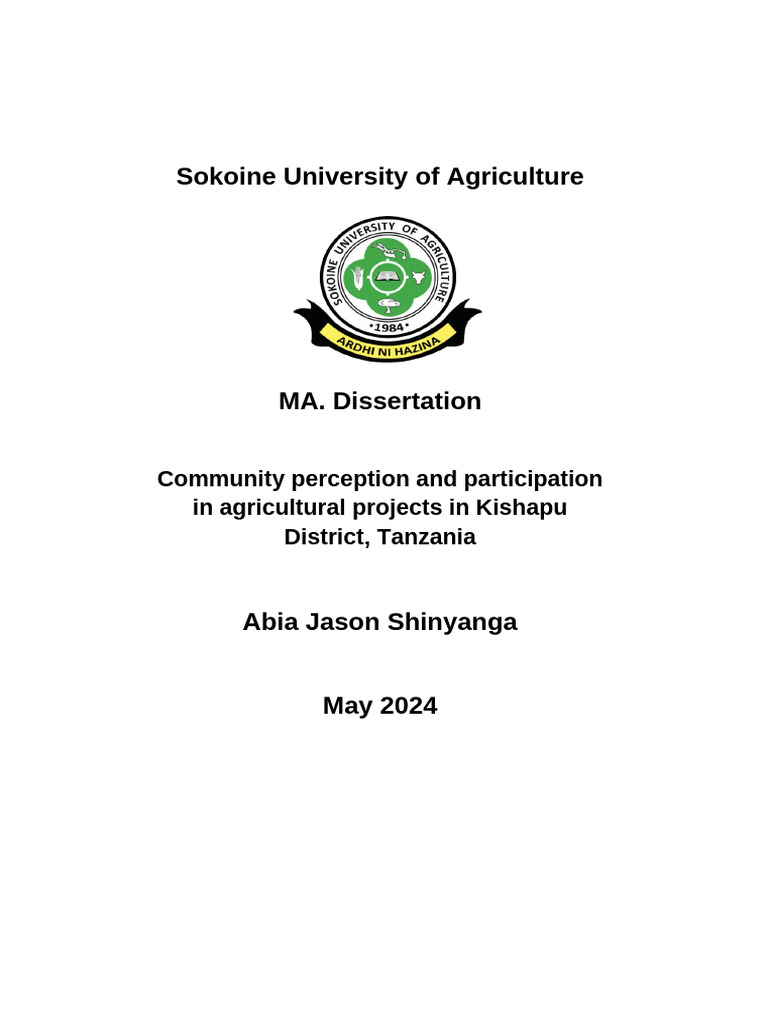 Abia Jason Shinyanga Dissertation 2024 | PDF | Survey Methodology | Perception