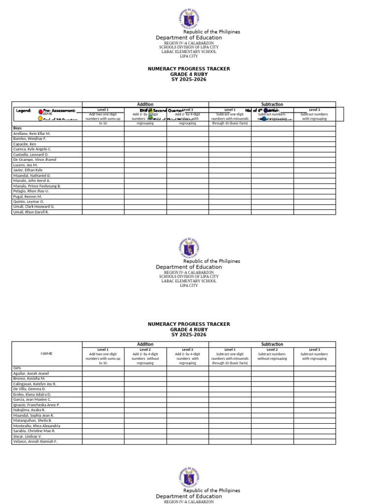 New Numeracy Progress Tracker | PDF | Numbers | Mathematics