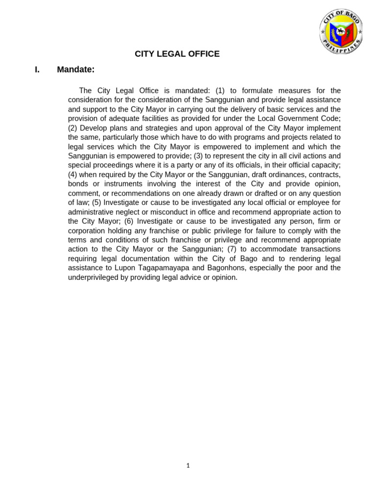 City Legal Office Services Overview | PDF | Common Law | Government
