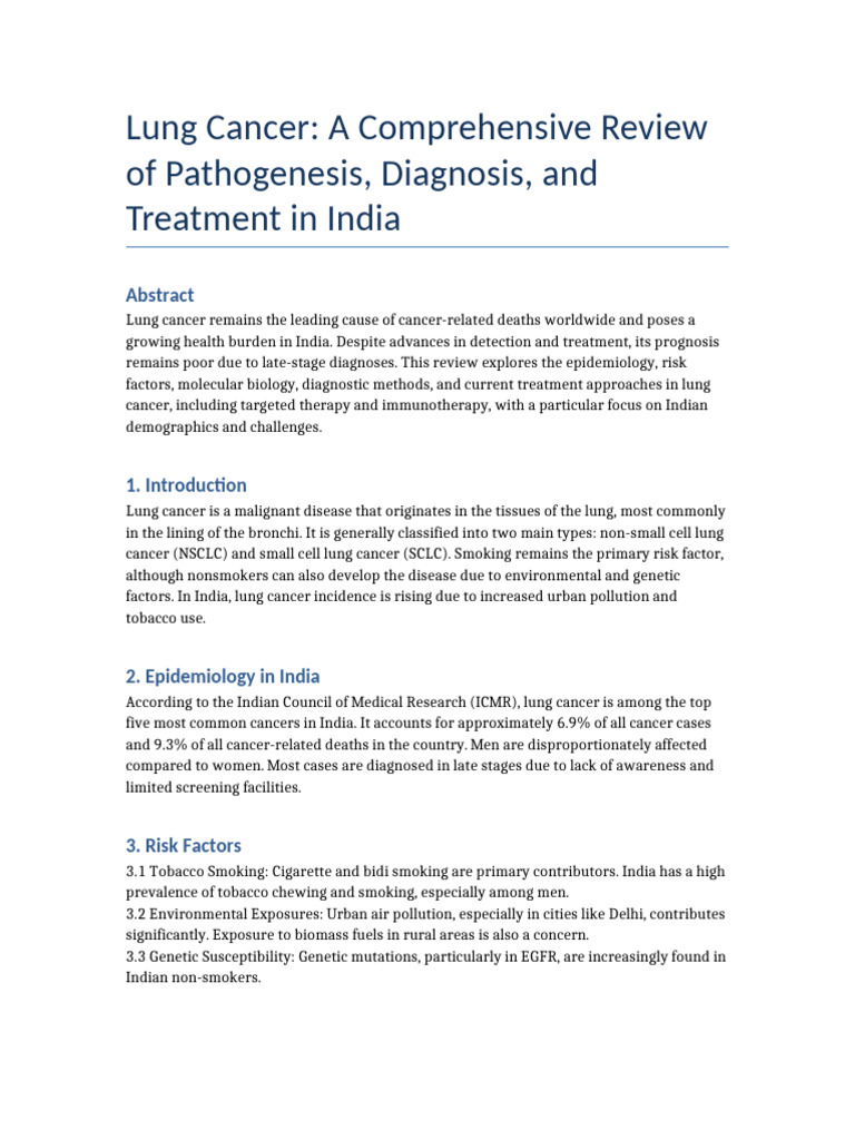 Lung Cancer India Research Paper | PDF | Lung Cancer | Cancer
