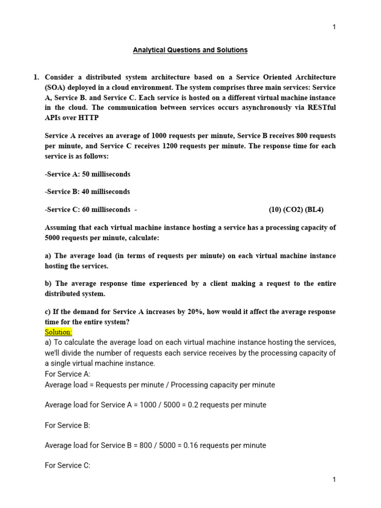 Analytical Questions and Solutions - Problems | PDF | Cloud Computing | Virtualization