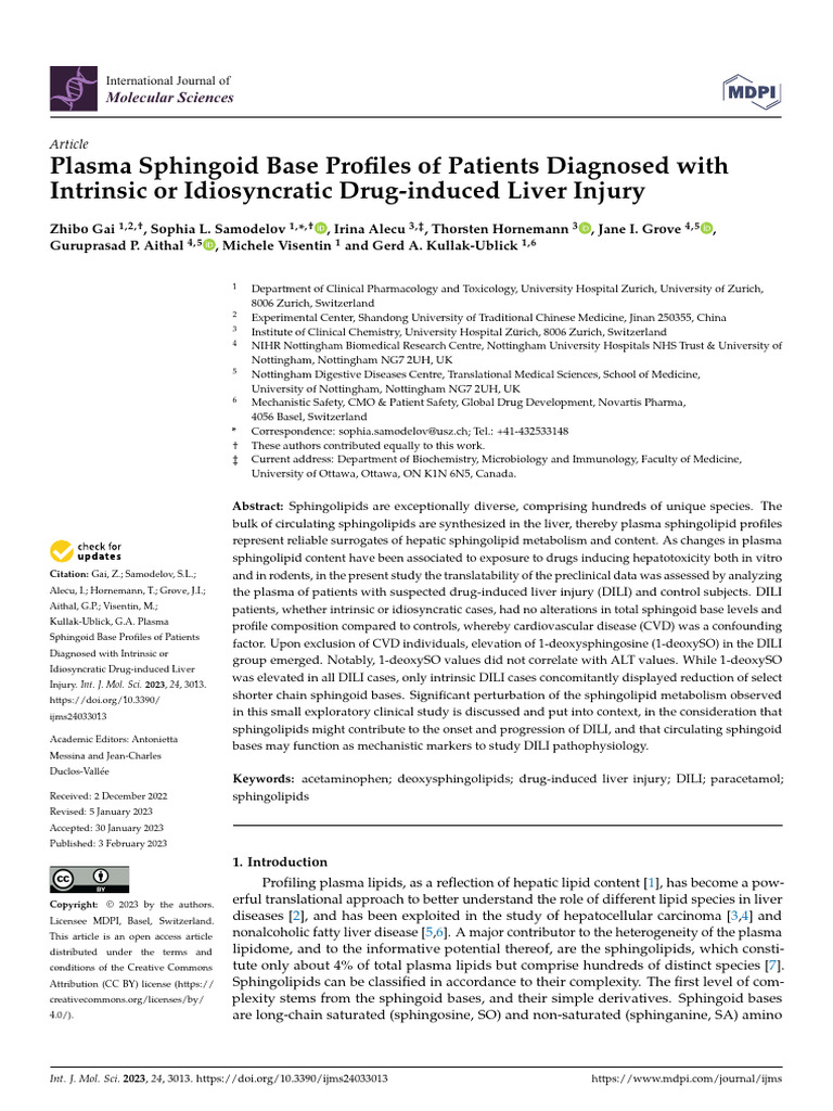 Plasma Sphingoid Base Profiles of Patients Diagnosed With Intrinsic or ...