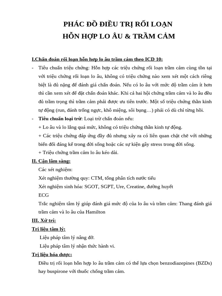 20. Phác Đồ Điều Trị Rối Loạn | PDF
