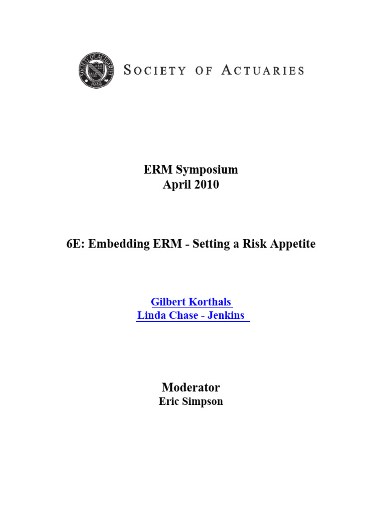 Embedding ERM - Setting A Risk Appetite | PDF | Risk | Risk Management