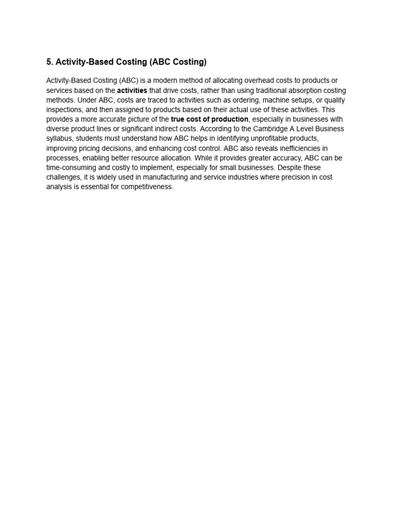 Activity-Based Costing (ABC Costing) | PDF