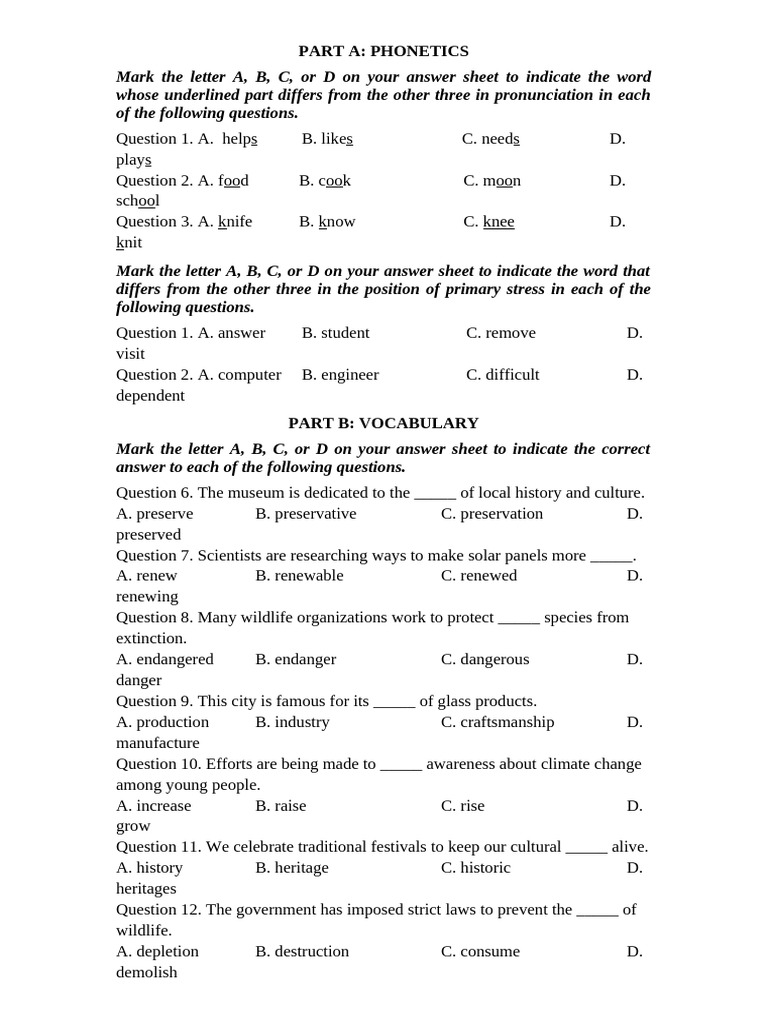 Phonetics, Vocabulary, and Grammar Quiz | PDF | Amazon Rainforest ...