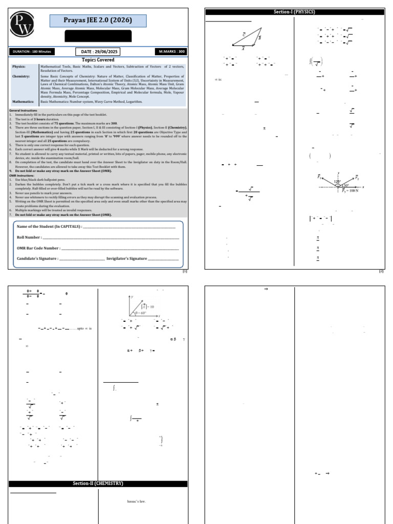 68615d915dd4cc7ba3d3cac5 - ## - Practice Test 01 Test Papers (PCM) - 2 ...