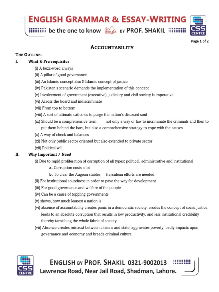 Outline Accountability | PDF | Accountability | Governance