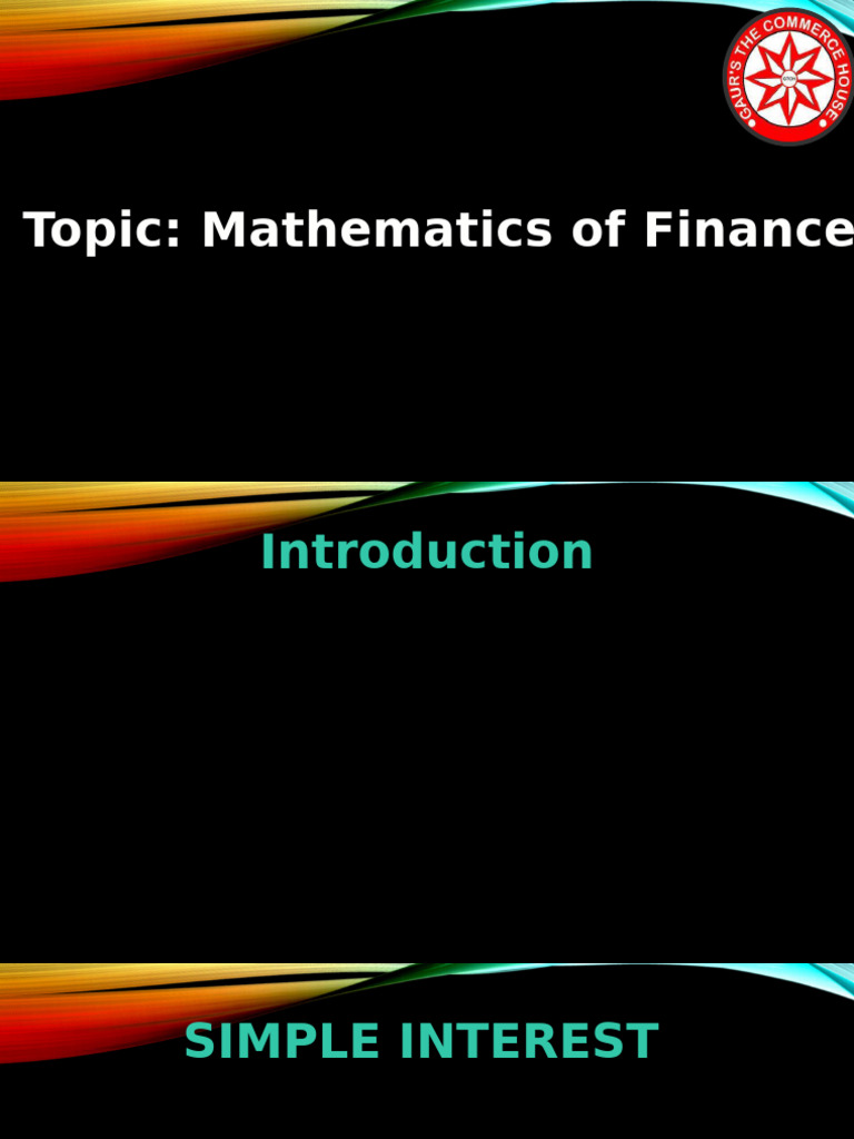 Mathematics of Finance | PDF | Interest | Loans