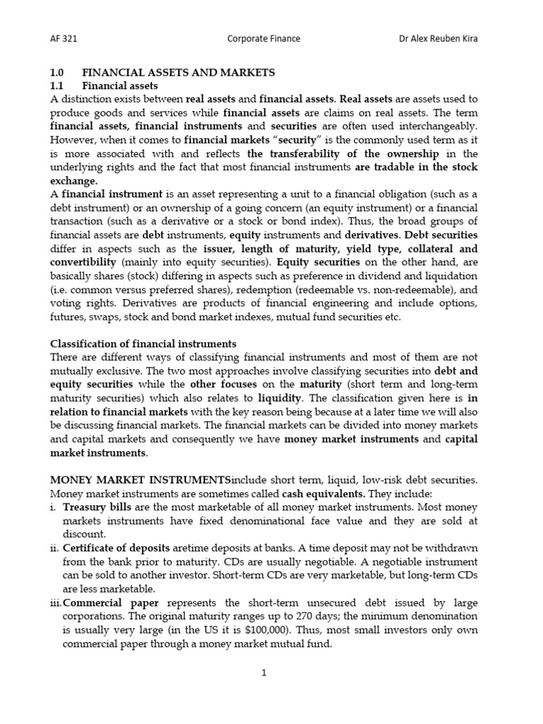 Understanding Financial Assets and Markets | PDF | Bonds (Finance) | Stocks