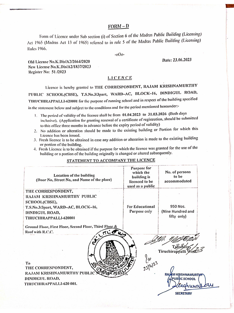Form D - Building License | PDF