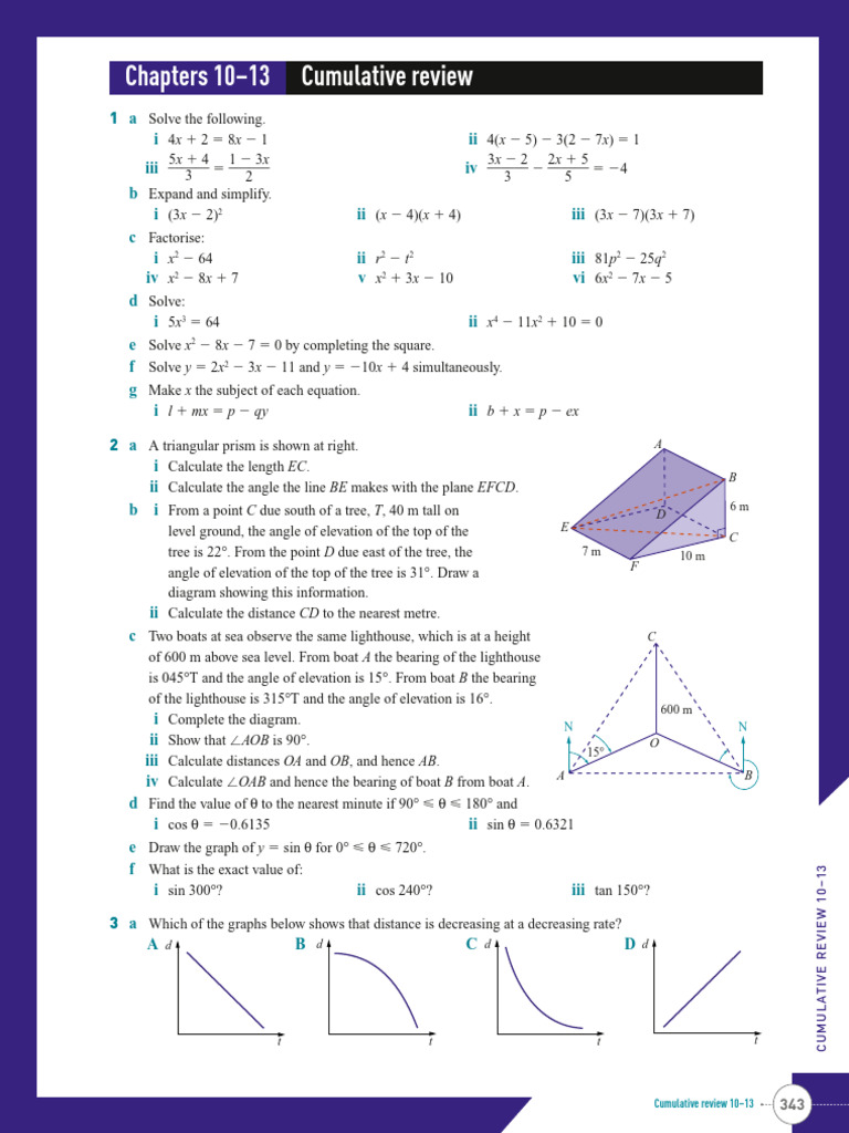 Cumulative Review: Chapters 10-13 Math | PDF