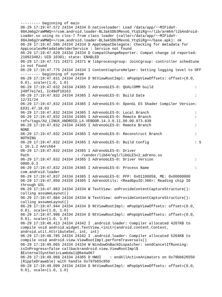 Com - Android.loader Logcat | PDF | System Software | Computing