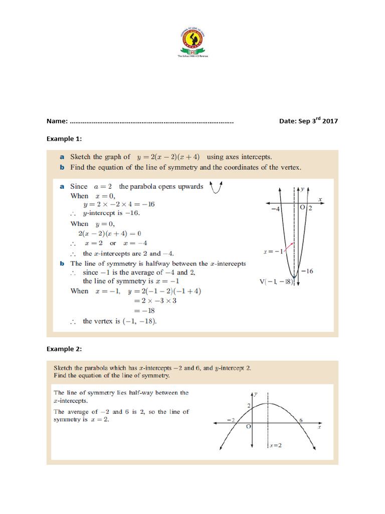Algebra Quadratic Equations Revision Practice Worksheet | PDF