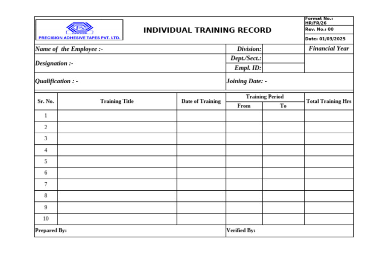 Individual Training Record 26 | PDF