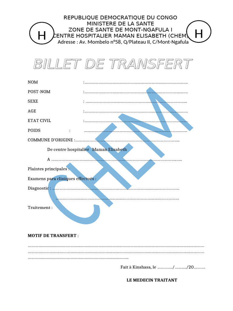 Billet de Transfert | PDF