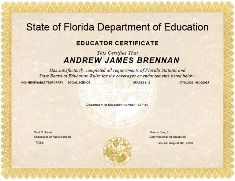 Teacher Certificate | PDF