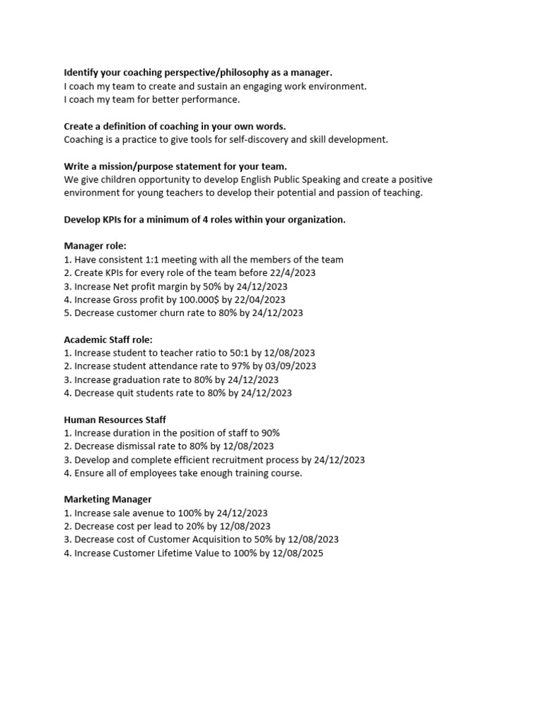 Milestone 1 - Define Your Coaching Philosophy | PDF