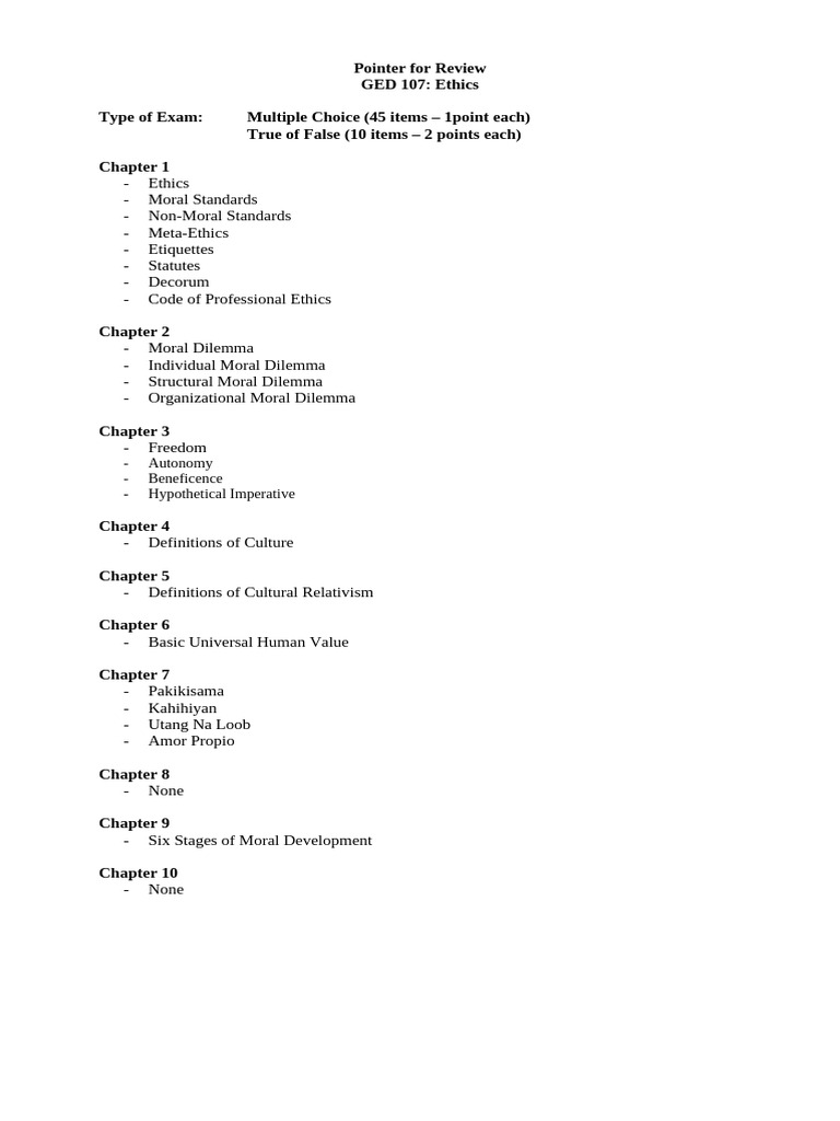 Pointer For Review Midterm Exam | PDF