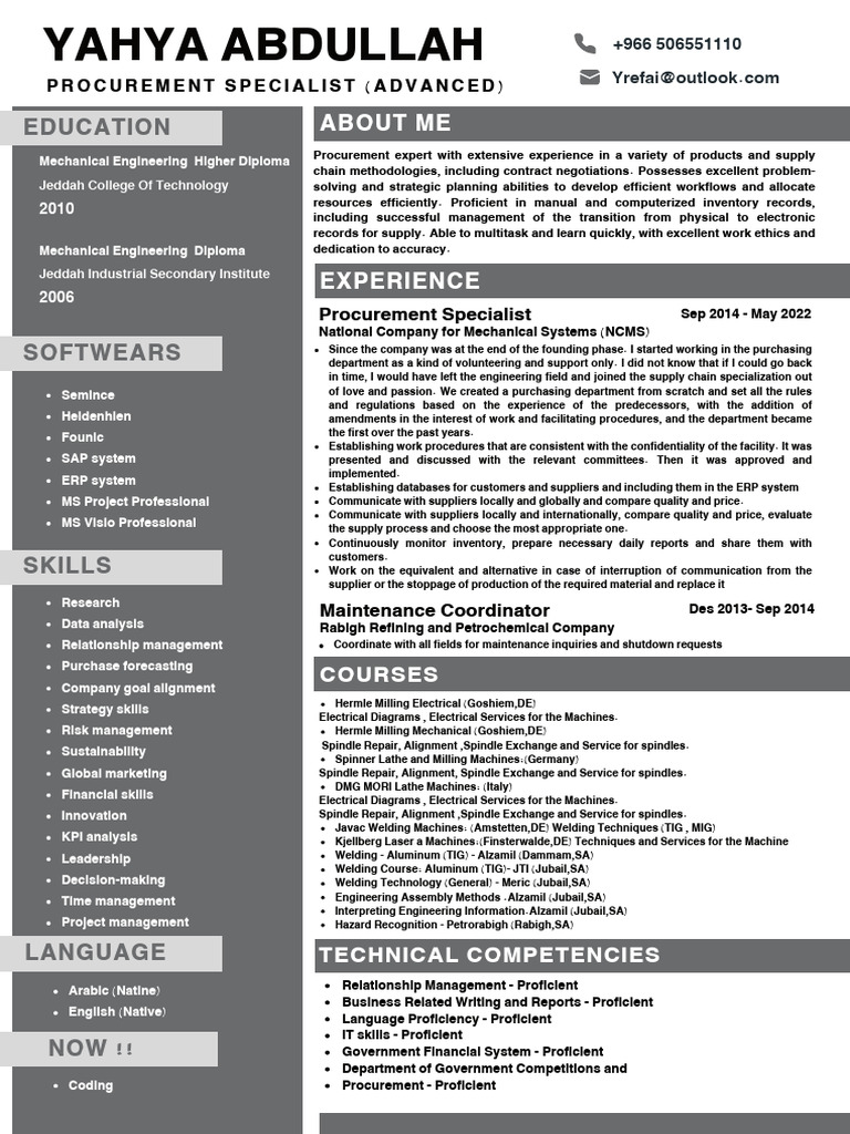 3 May 2025 Yahya CV Resume - 20250506 - 030802 - ٠٠٠٠ | PDF | Supply Chain | Procurement