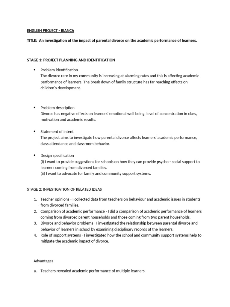 Impact of Divorce on Learners' Academics | PDF