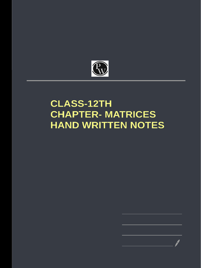 Matrices - Handwritten Notes - Lakshya JEE 2026 | PDF