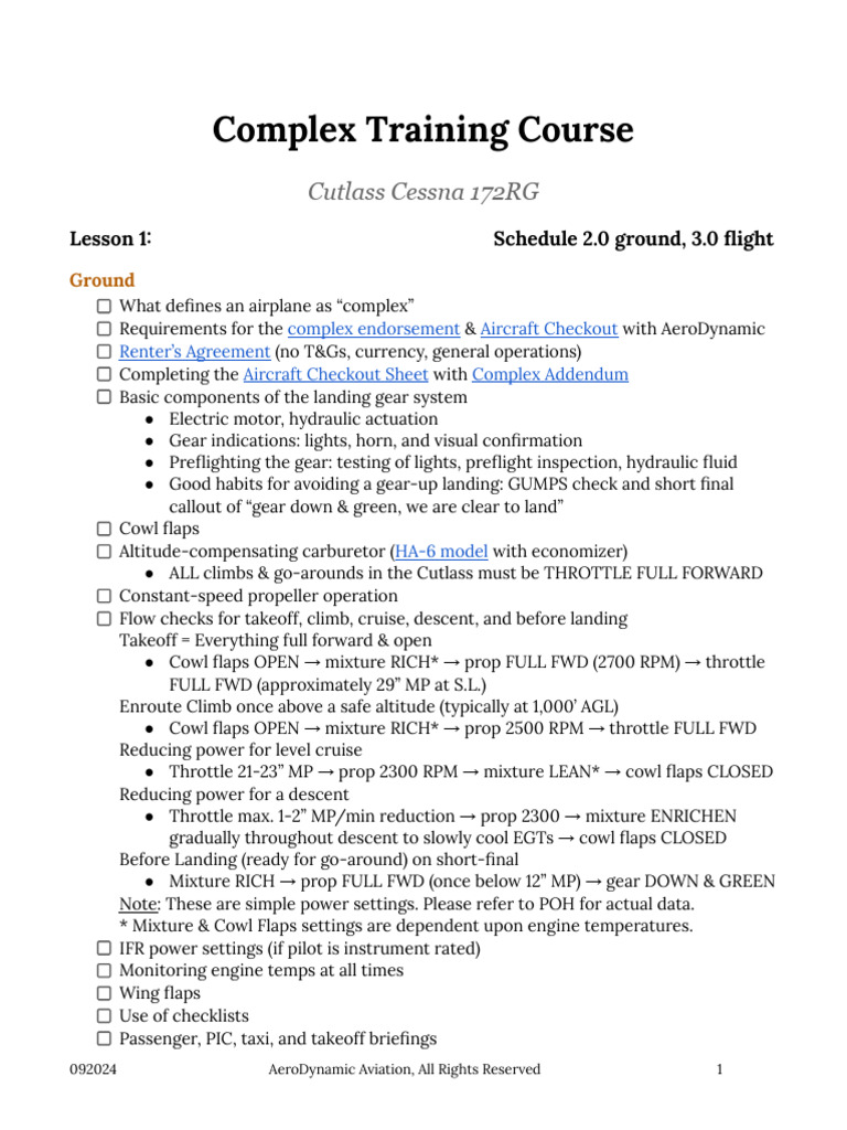 Complex Training Course MASTER | PDF | Aviation | Aircraft