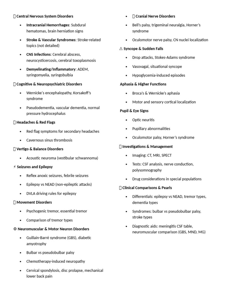 ? Central Nervous System Disorders | PDF | Headache | Central Nervous ...