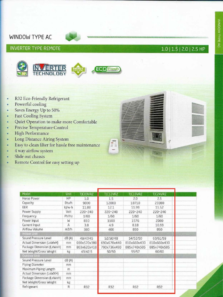Tosot Window Type Inverter Acu | PDF