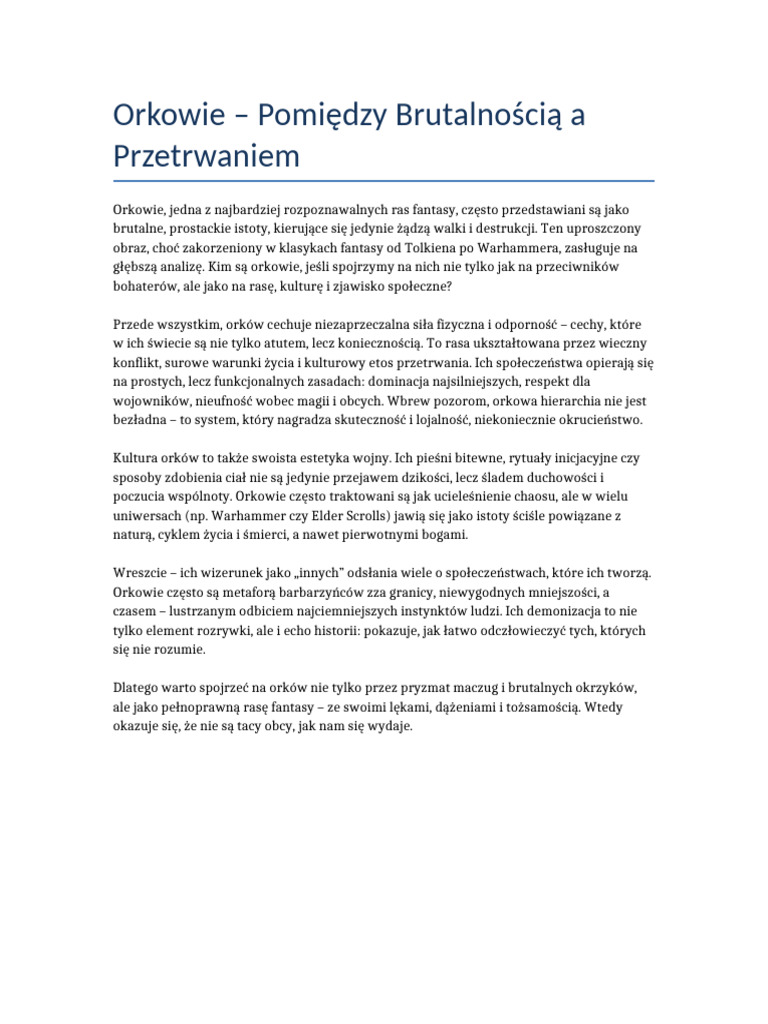 Orcs Summary | PDF