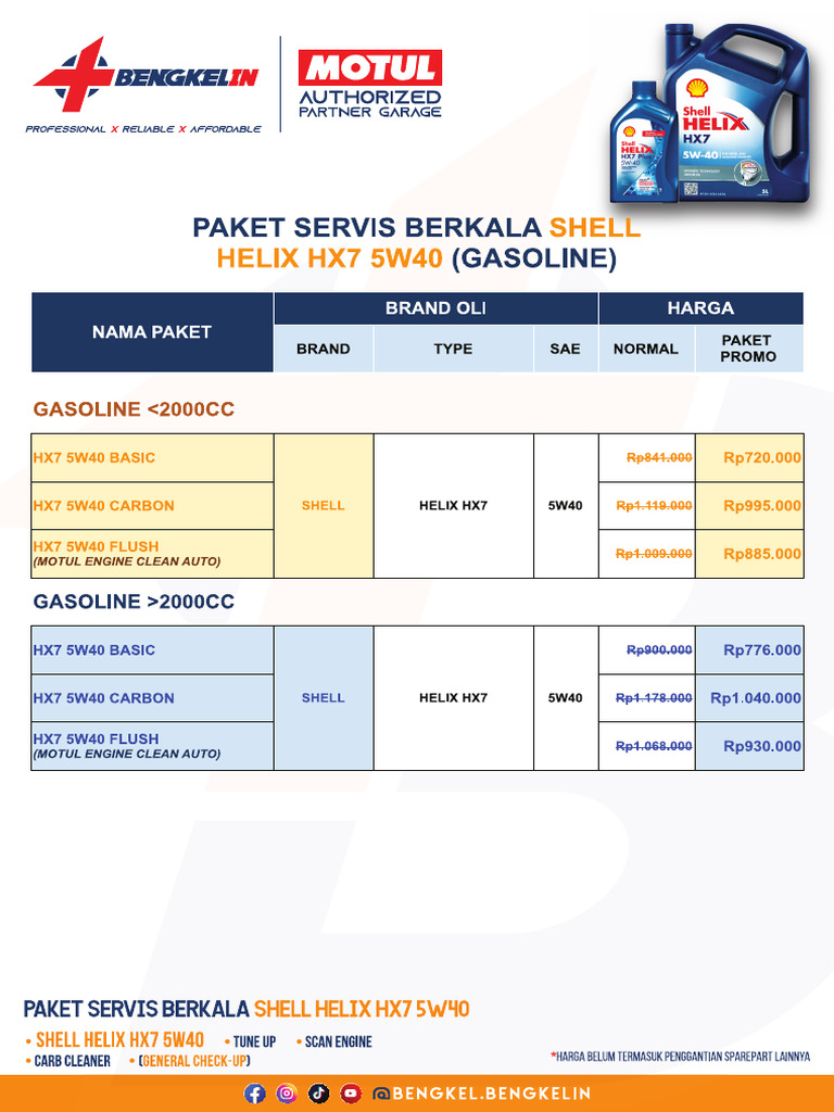 2025 06 - Paket Servis Berkala Shell Helix Hx7 5w40 | PDF