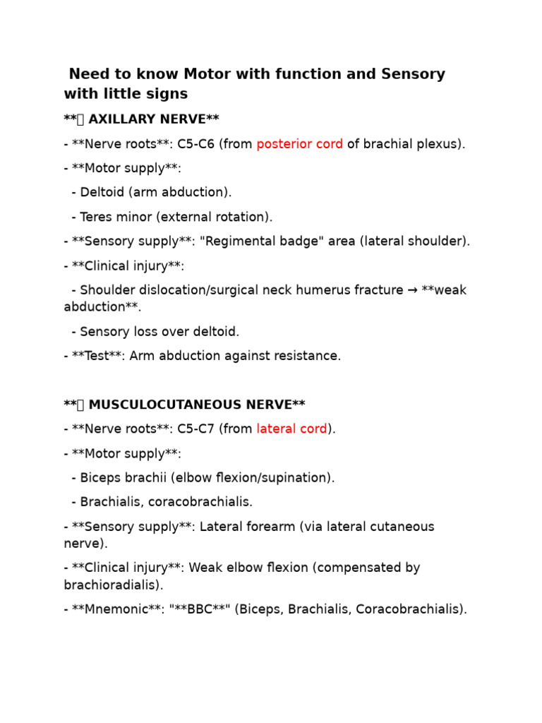 Motor Nerves of the Hand Explained | PDF | Anatomical Terms Of Motion | Arm