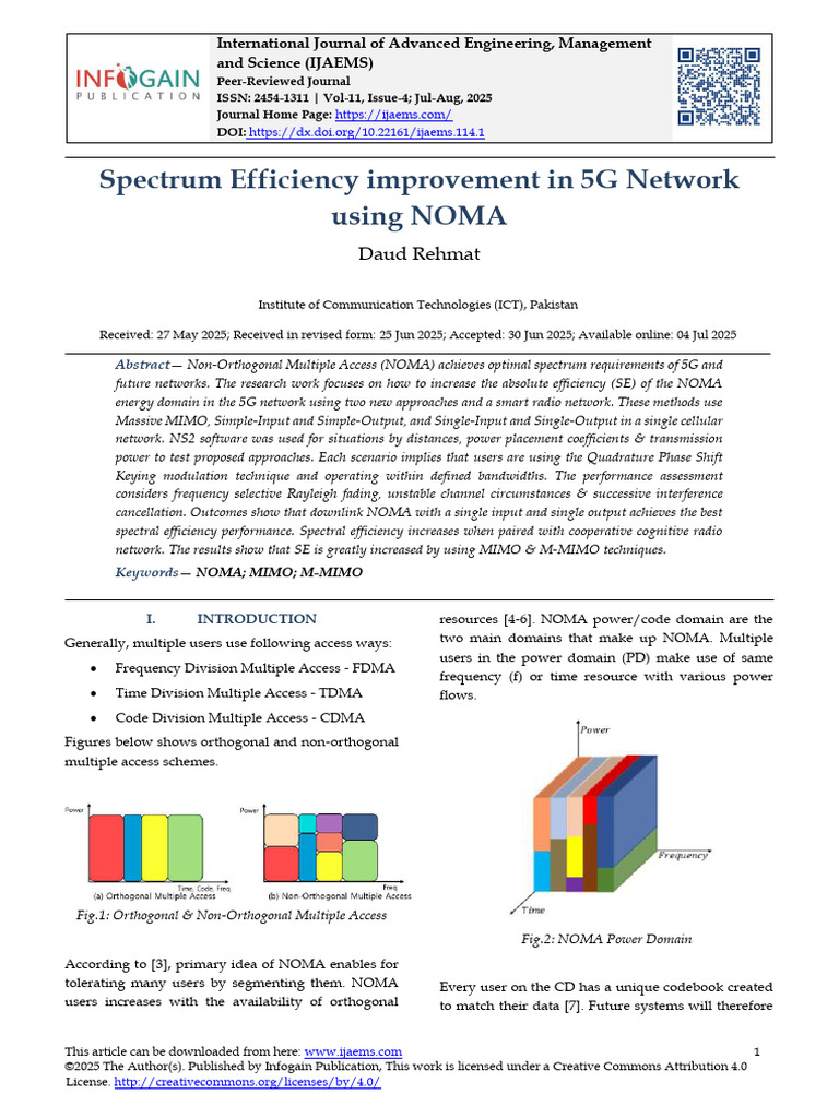 Enhancing 5G Spectrum Efficiency with NOMA | PDF | Cognitive Radio ...