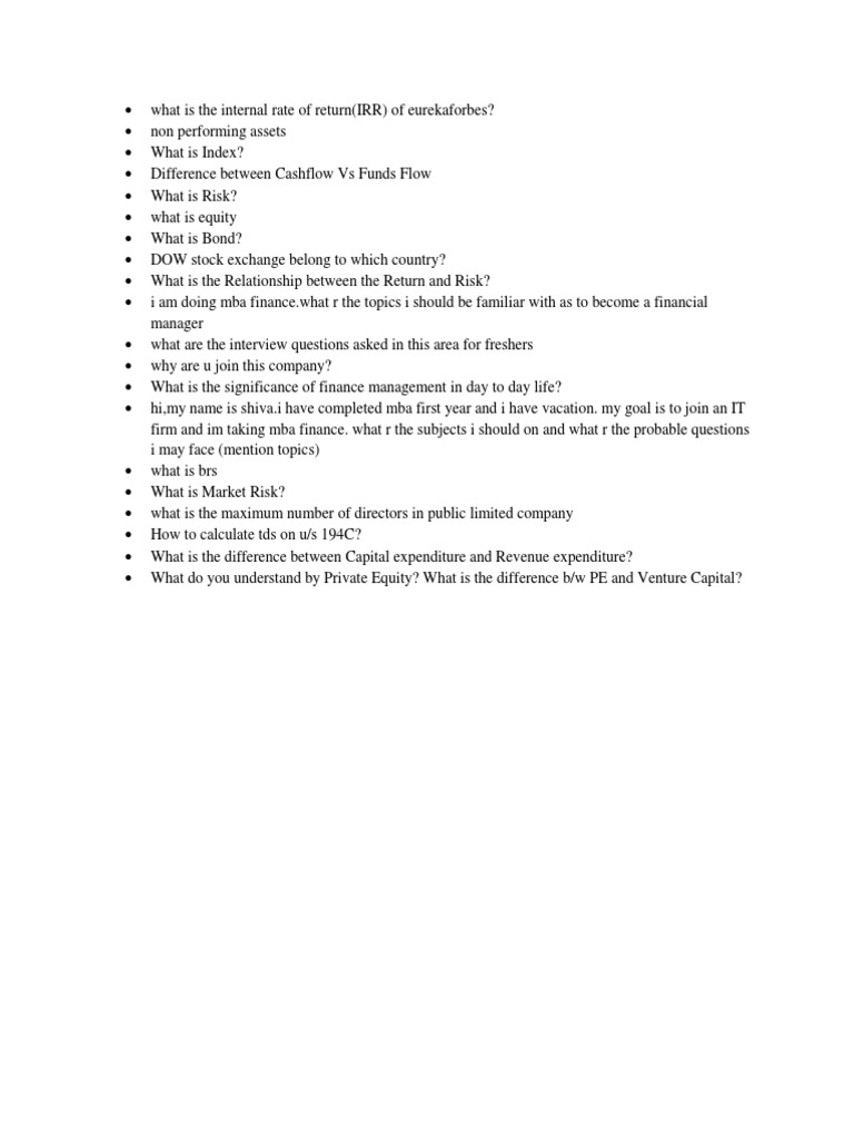 Finance Interview Question | PDF | Accounts Payable | Invoice