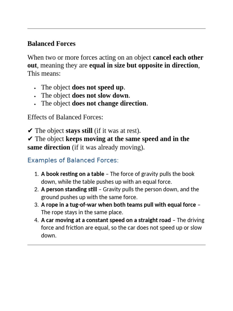 Balanced Unbalanced Notes | PDF | Force | Friction