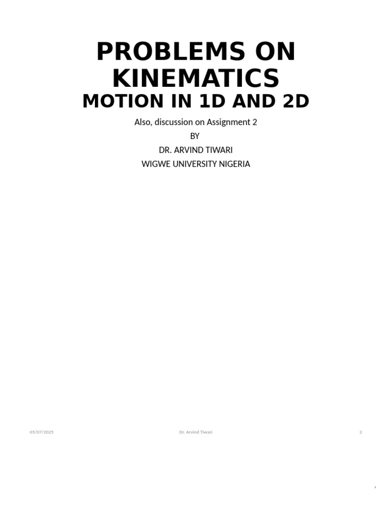 Kinematics Problems: 1D & 2D Motion | PDF | Physical Quantities | Mechanics
