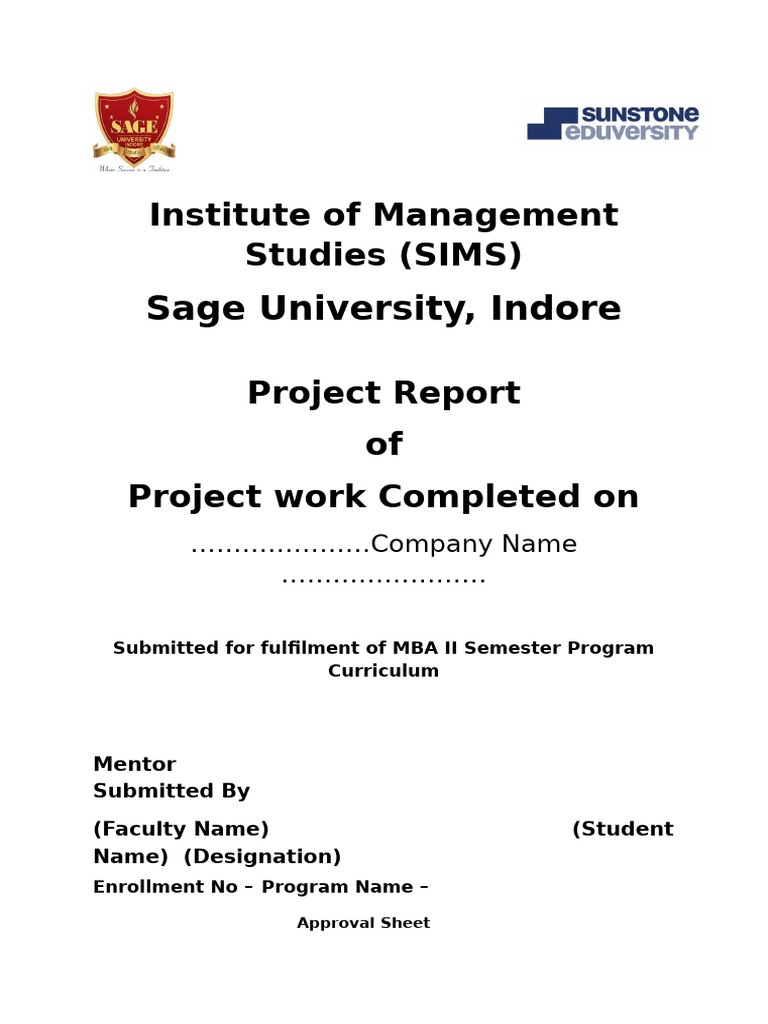 ? MBA Capstone Project Report Structure | PDF