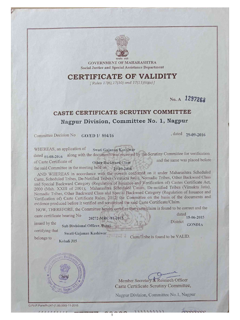 Swati Caste Validity | PDF