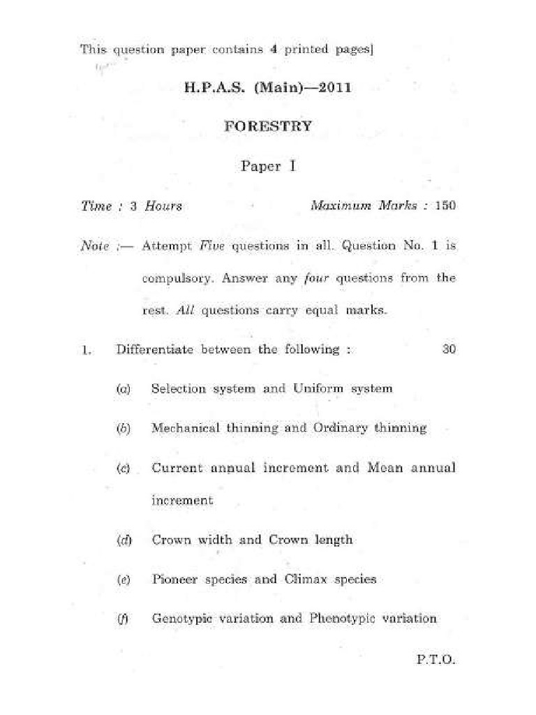 2013 - 12 - Forestry (Paper I) - Processed | PDF | Forestry | Trees