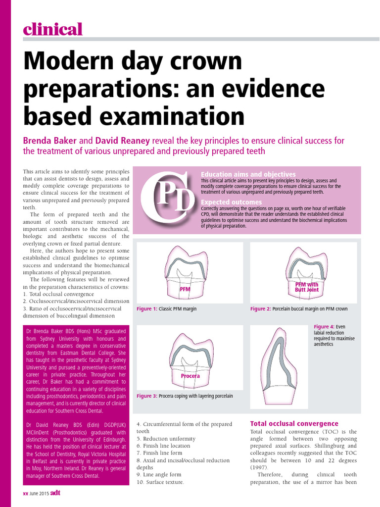Crown Prep Guidelines for Clinical Success | PDF | Dentistry Branches ...