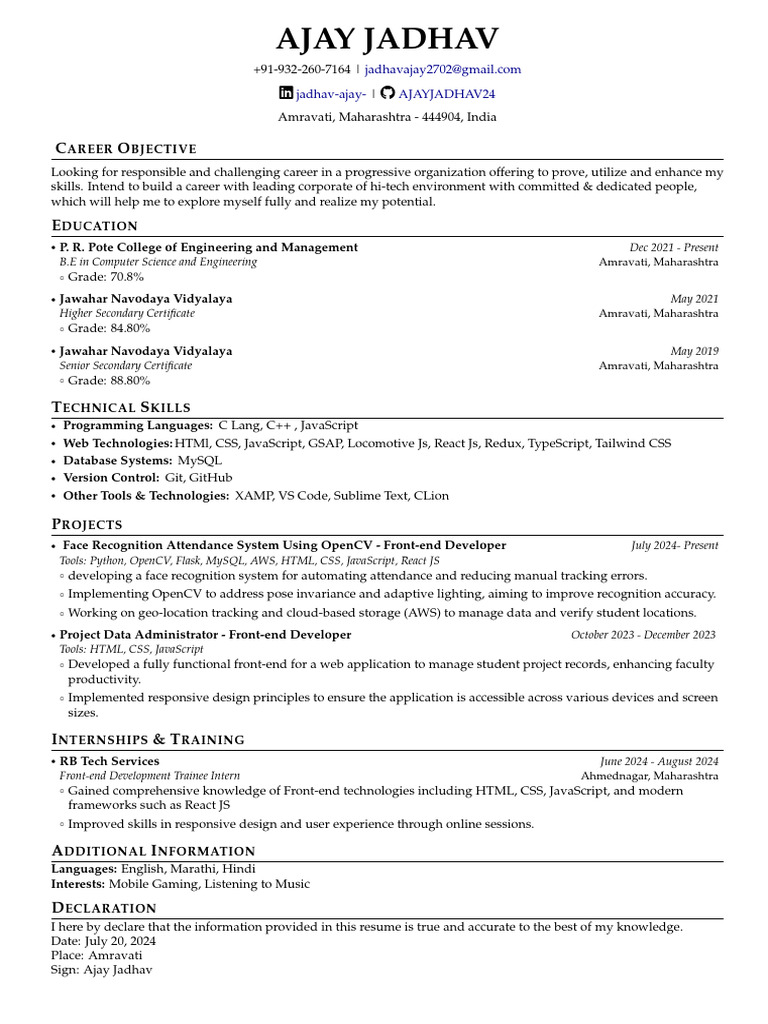 Ajay Jadhav | PDF | Java Script | My Sql